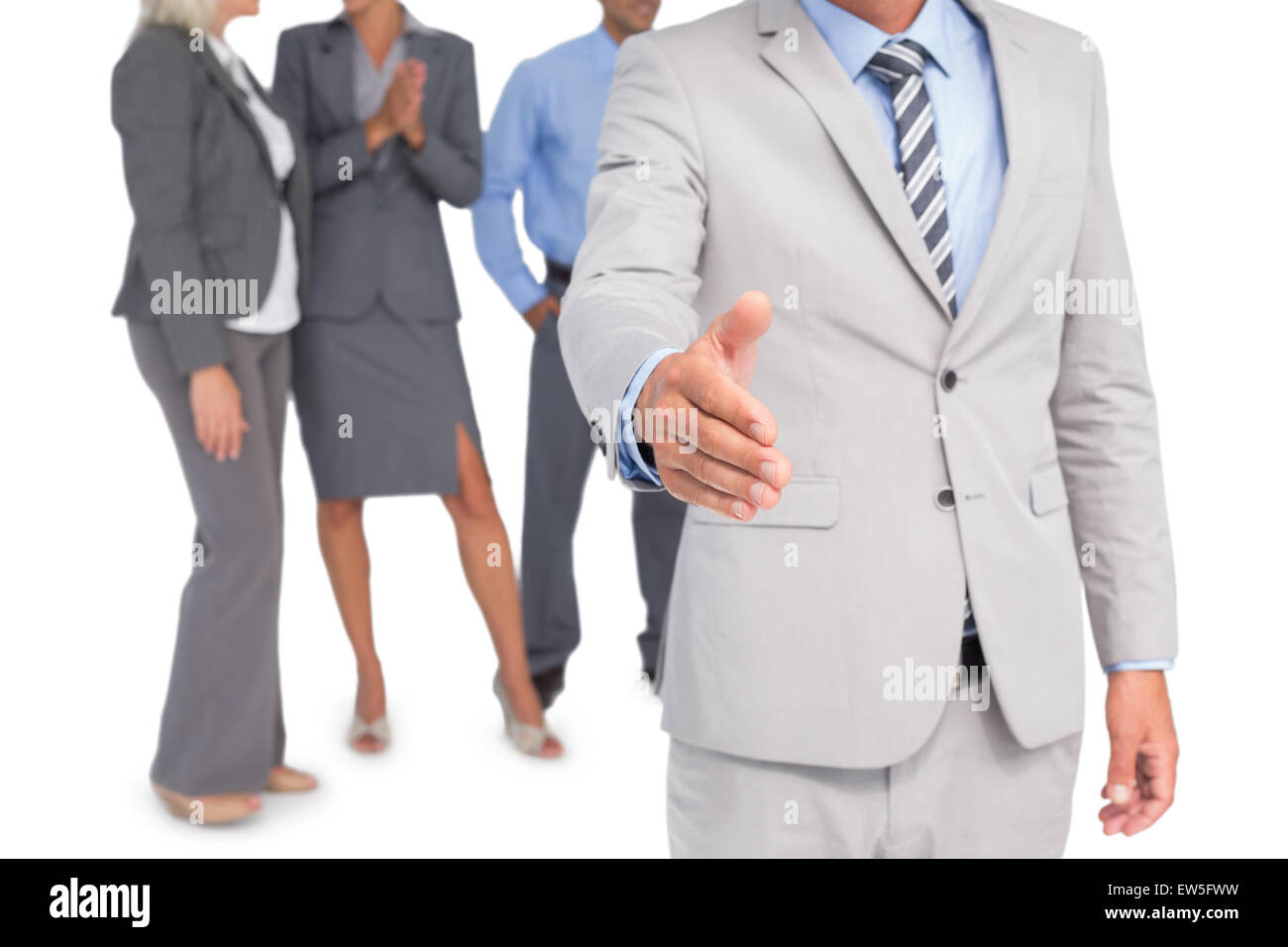 Young man offering hand handshake hi-res stock photography and images - Alamy