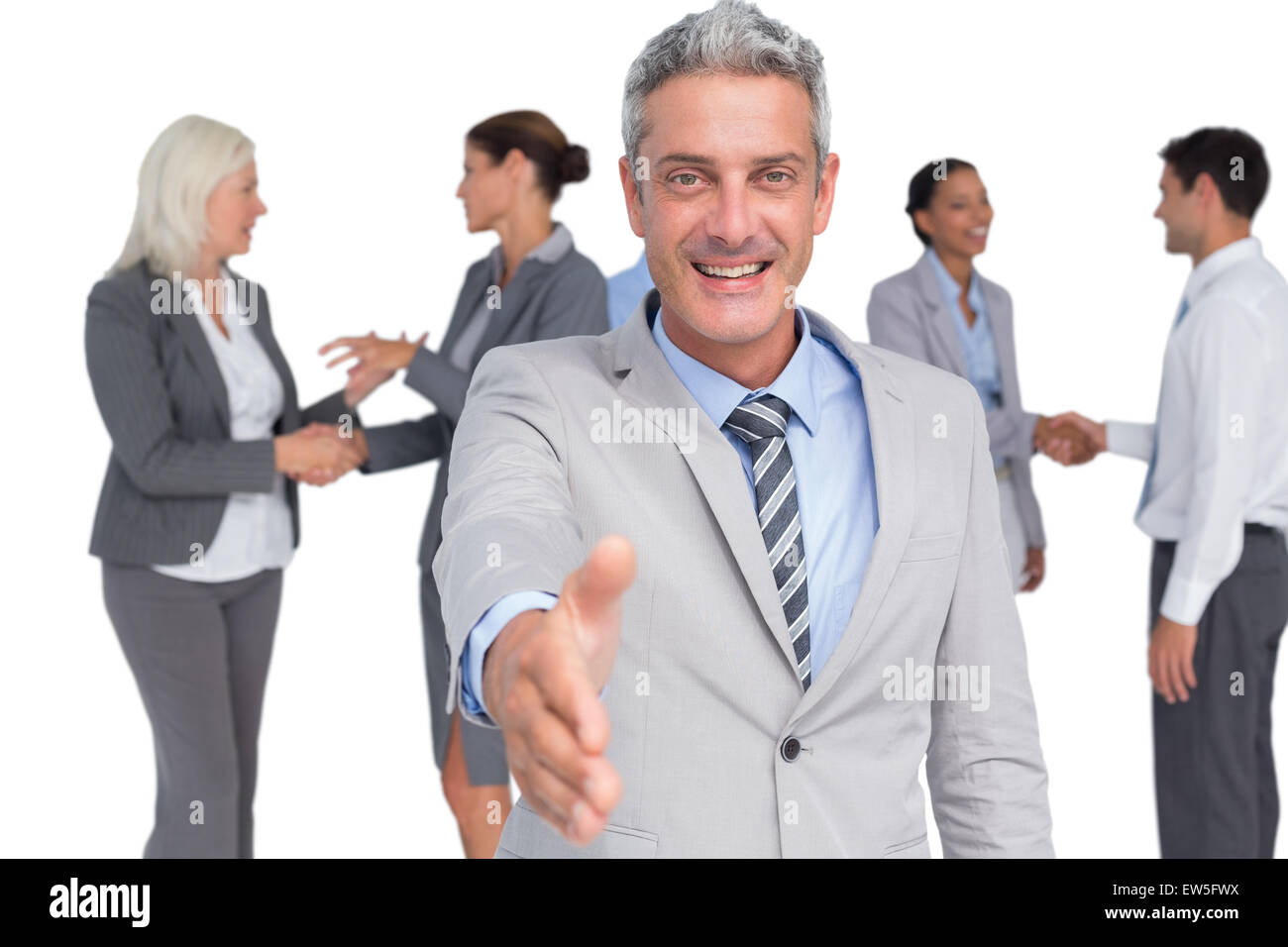 Young man offering hand handshake hi-res stock photography and images - Alamy