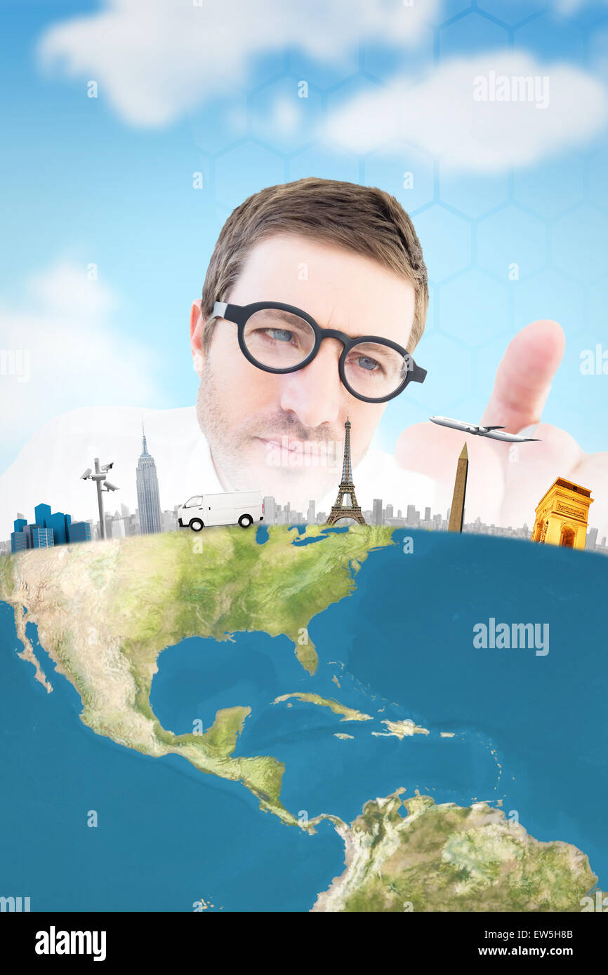 Man pointing finger world map hi-res stock photography and images - Alamy