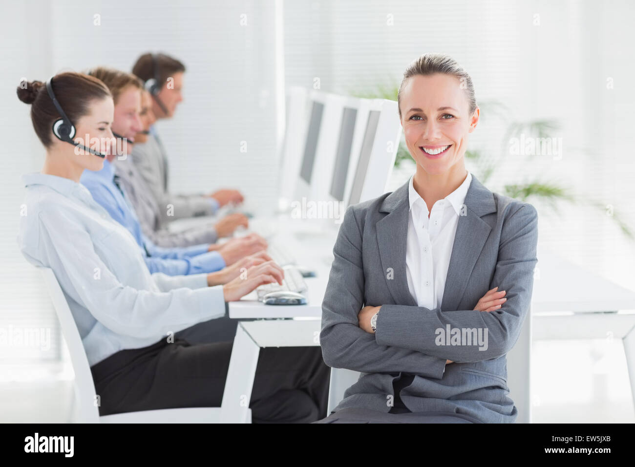Manager smiling staff hi-res stock photography and images - Alamy
