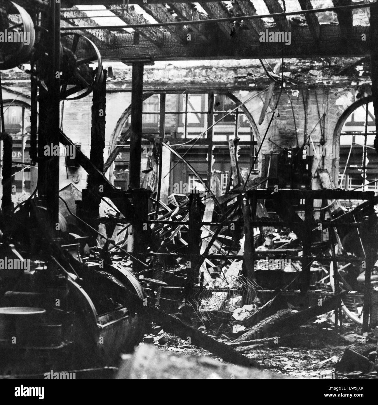 Bomb damage to the Princess Laundry, Lark Lane, Liverpool. The steam ...