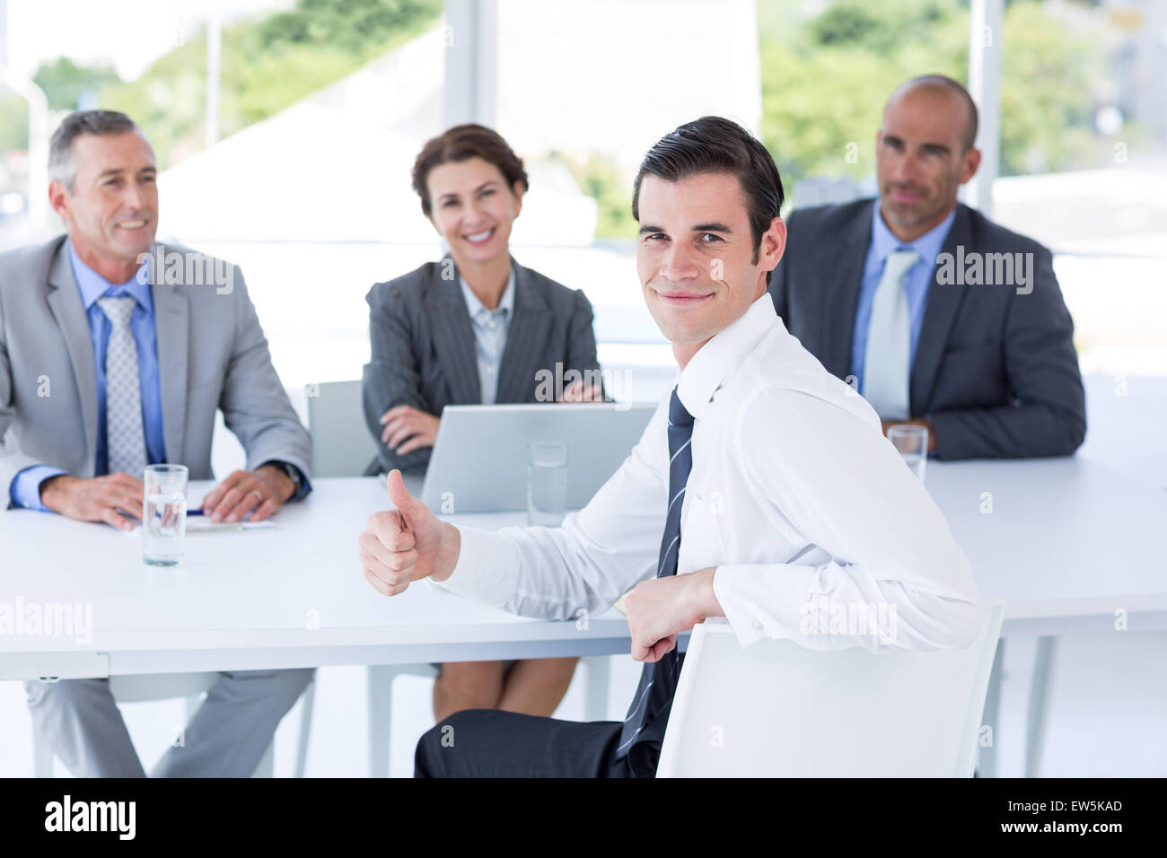 Interview panel listening to applicant Stock Photo - Alamy