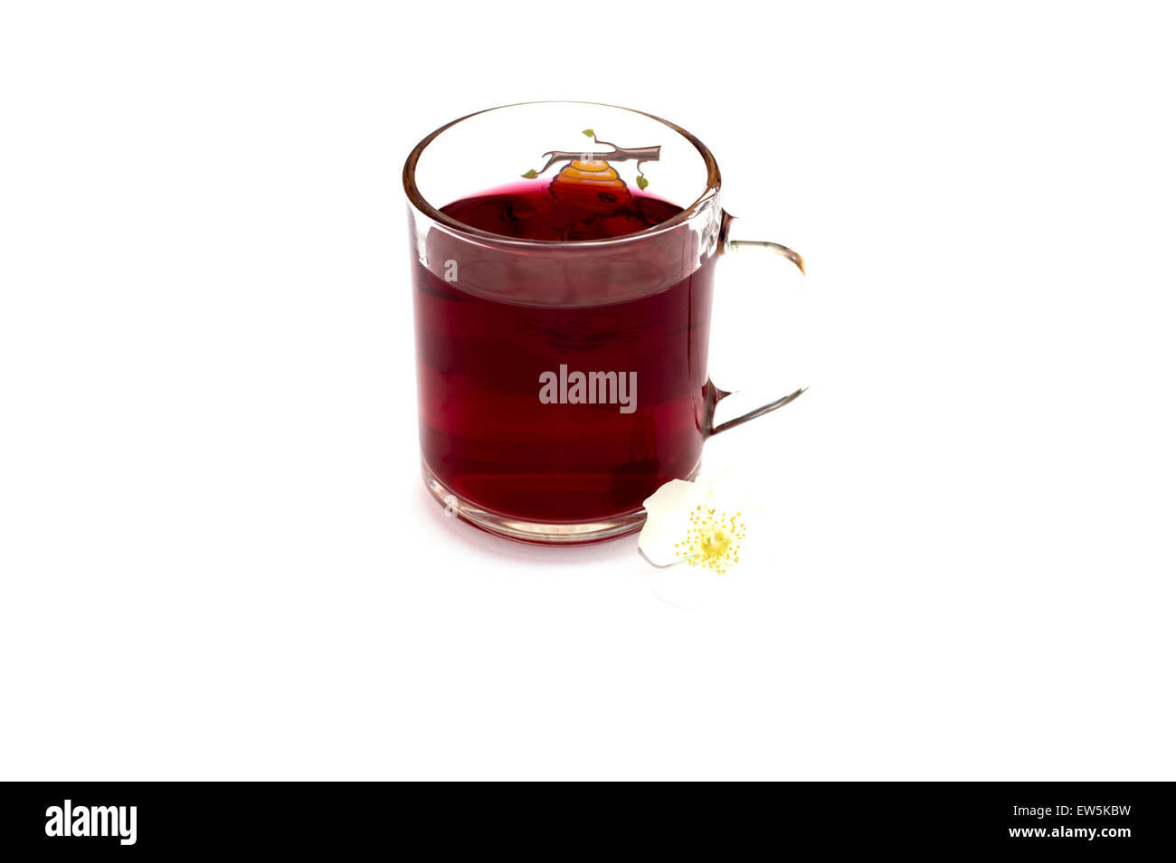 the glass of bright red tea Stock Photo - Alamy