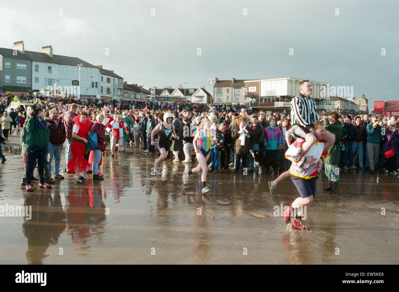 Boxing Day Dip in Redcar, 26th December 1994 Stock Photo - Alamy