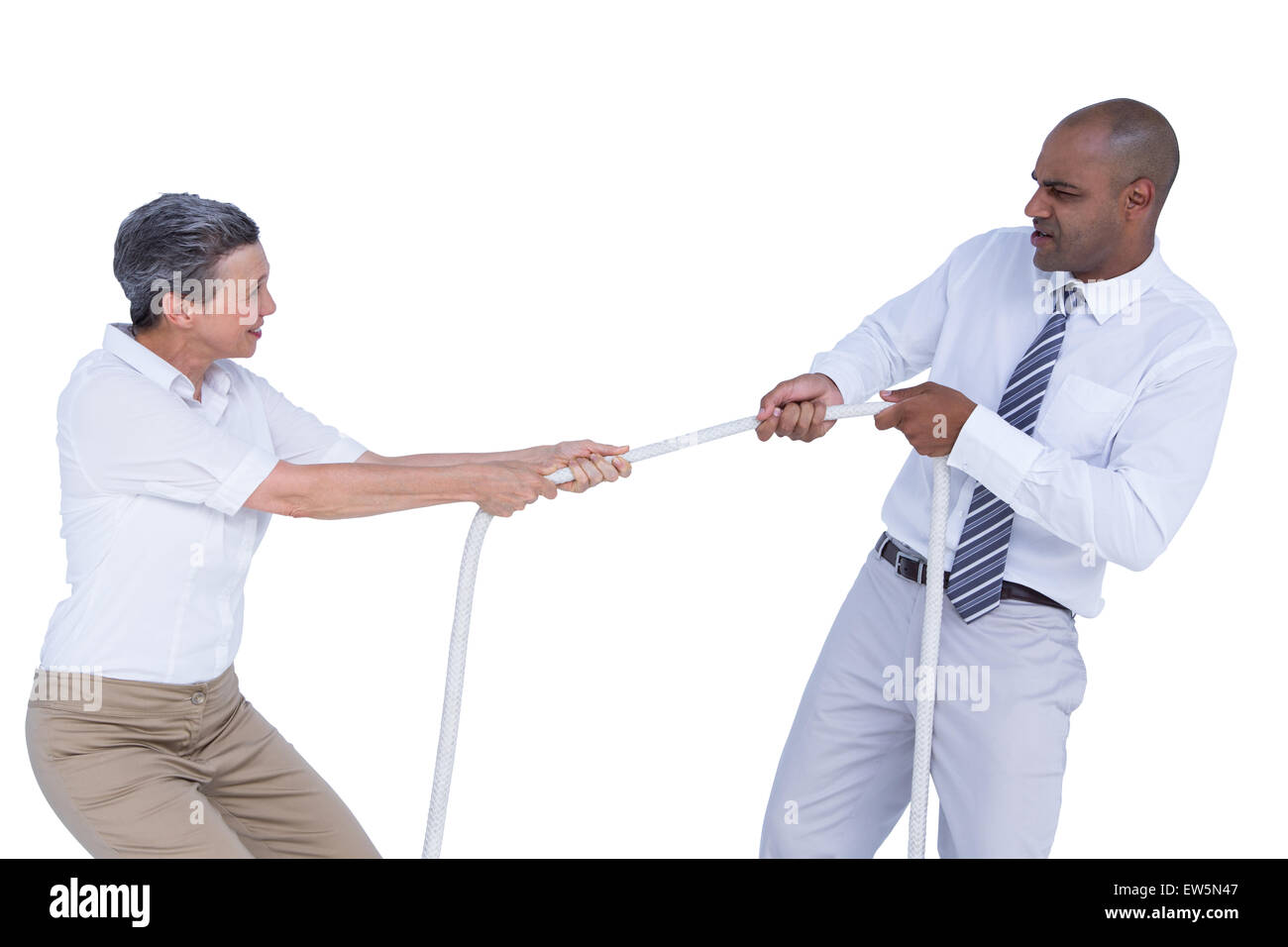 Business people pulling the rope Stock Photo - Alamy