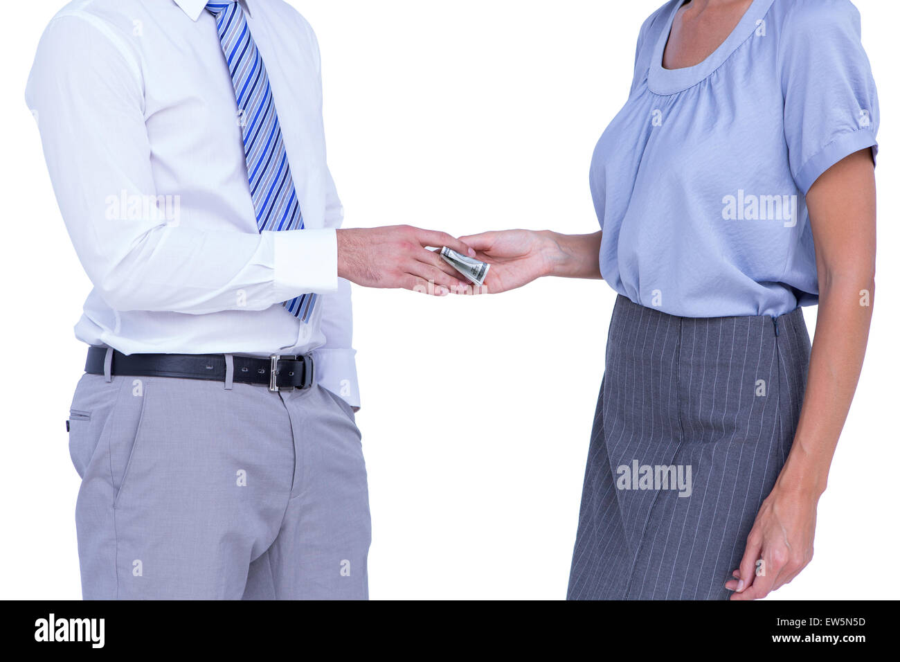 Businessman giving bank notes to his colleague Stock Photo - Alamy