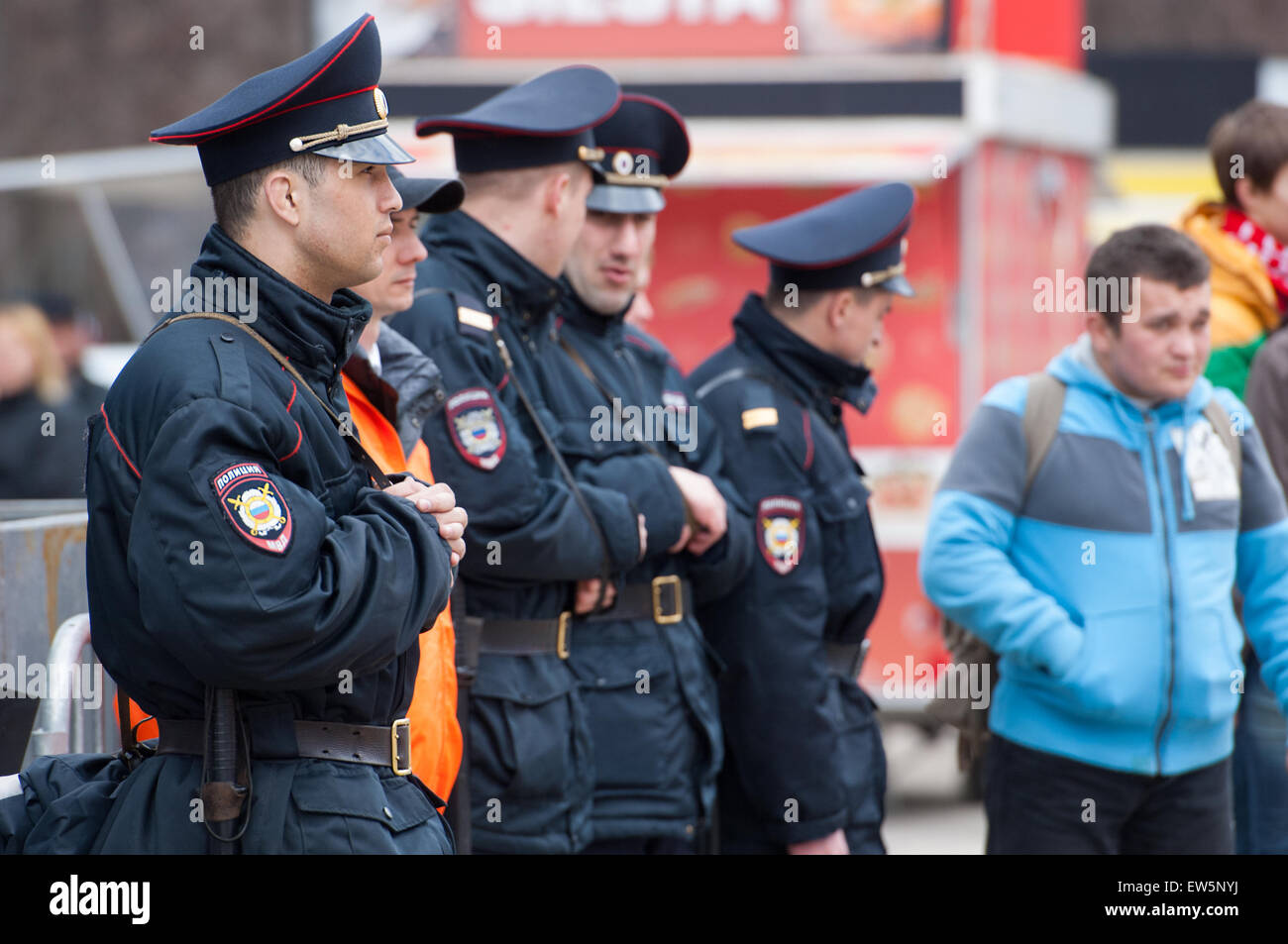 RUSSIA, MOSCOW - APRIL 18: Unidentified police men secure on event of ...