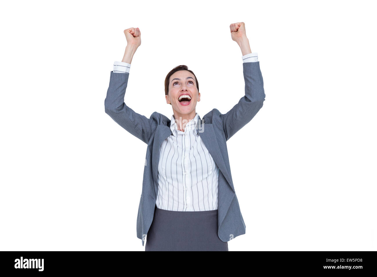 Fortunate businesswoman celebrating a success Stock Photo - Alamy