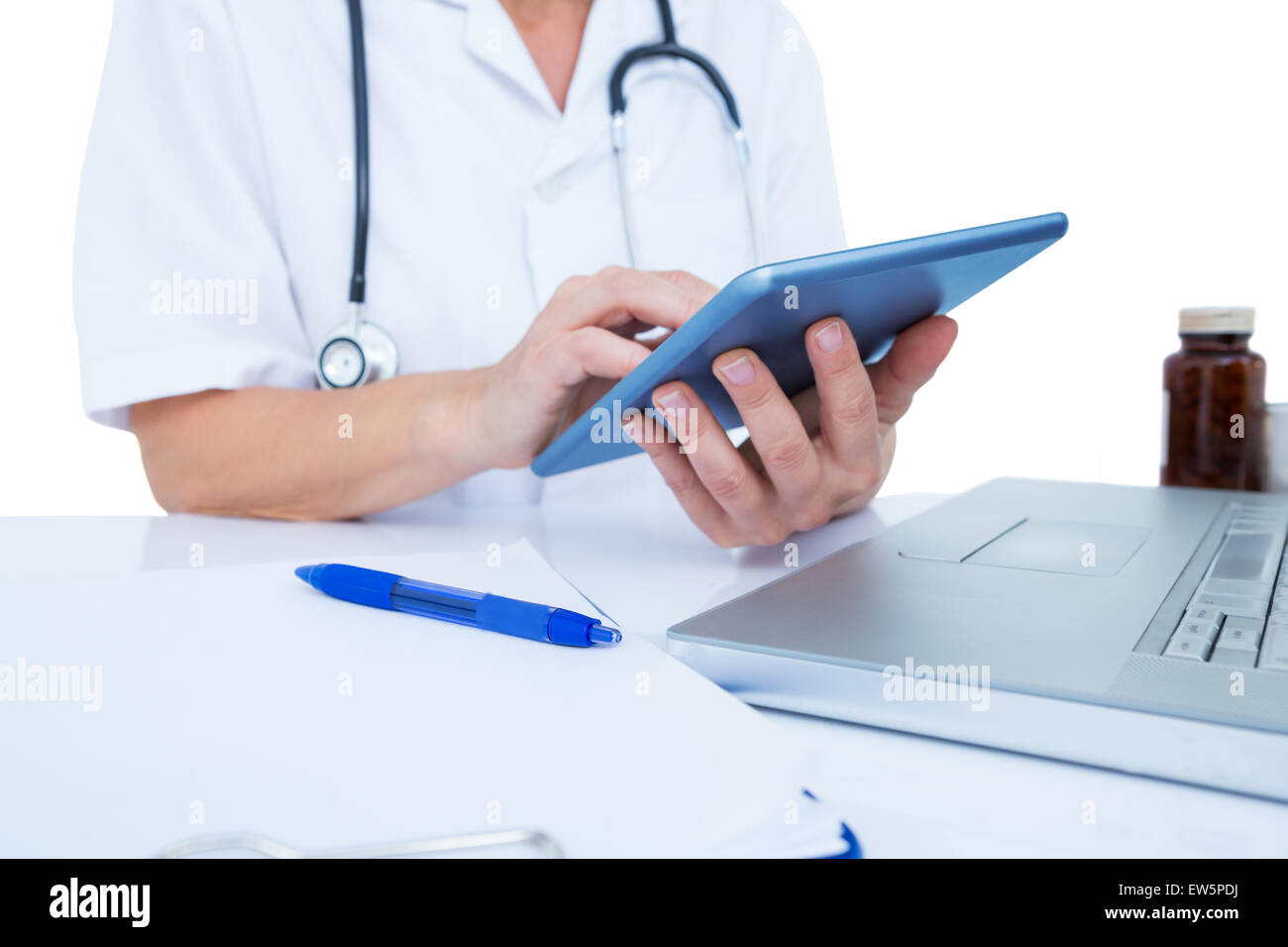 Doctor working desk tablet pc hi-res stock photography and images - Alamy