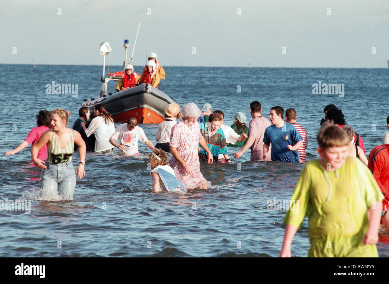 Boxing Day Dip in Redcar, 26th December 1994 Stock Photo - Alamy