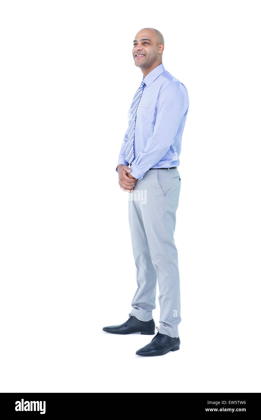 An happy businessman looking beyond Stock Photo - Alamy