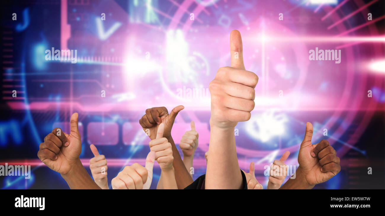 Composite image of hands showing thumbs up Stock Photo - Alamy