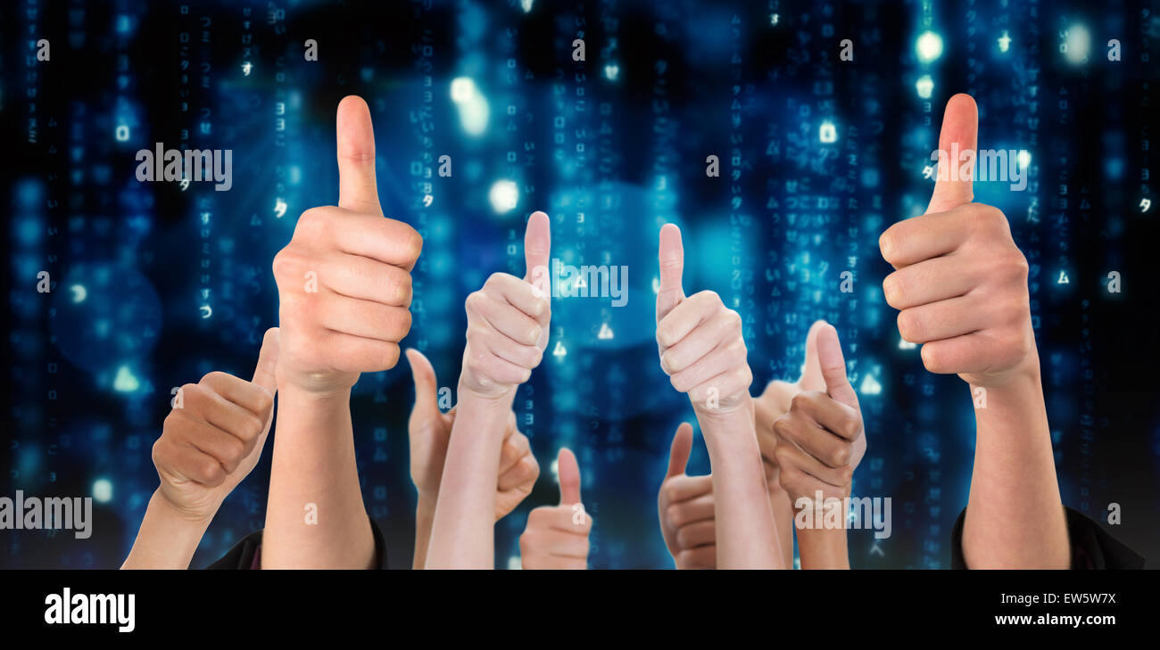Composite image of hands showing thumbs up Stock Photo - Alamy