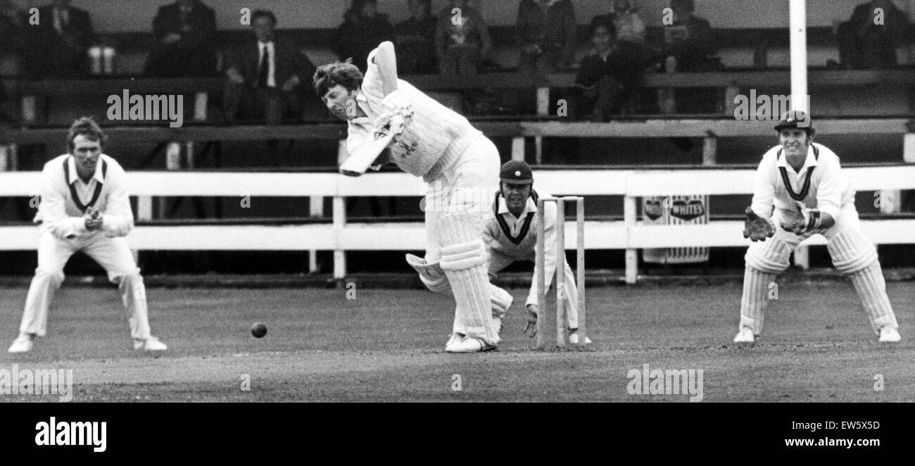 Glamorgan County Cricketer Roger Davis on the defensive against Dye ...