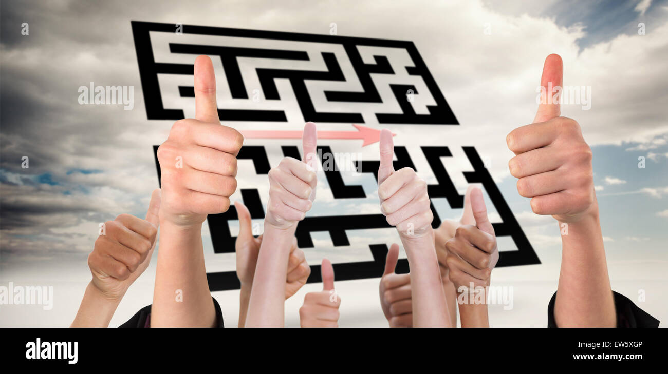 Composite image of hands showing thumbs up Stock Photo - Alamy