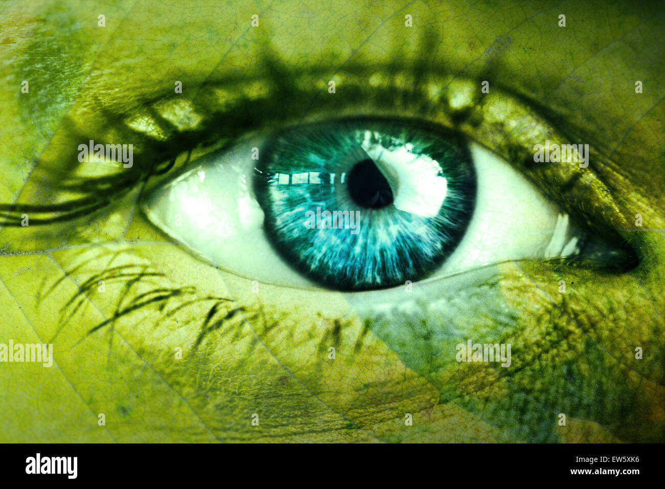 Leaf overlay on face Stock Photo - Alamy