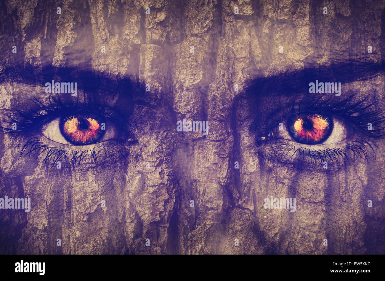 Bark overlay on face Stock Photo - Alamy