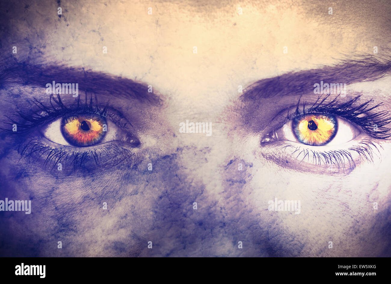 Sky overlay on face Stock Photo - Alamy