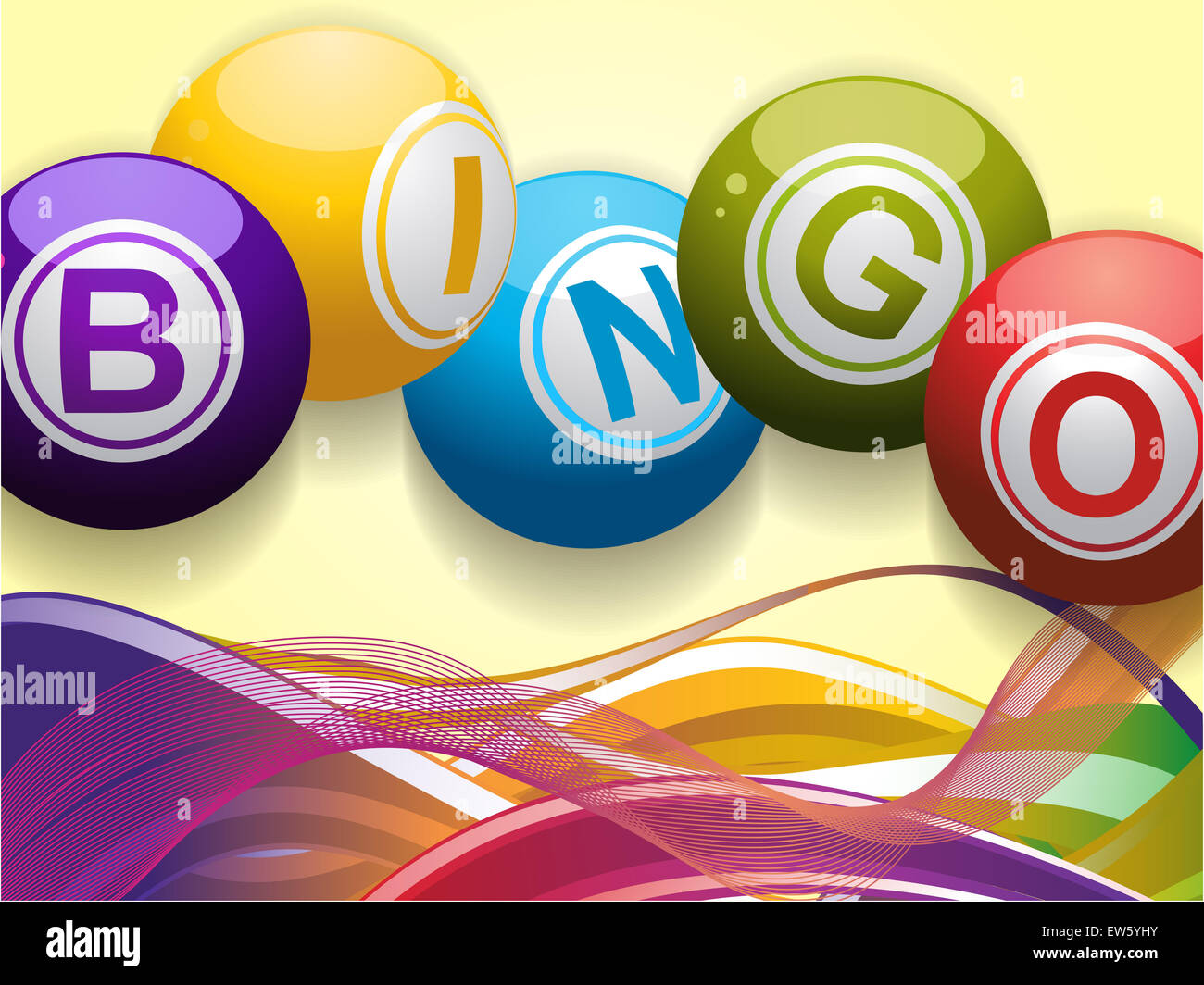 Bingo Balls and Colored Waves Background Stock Photo - Alamy