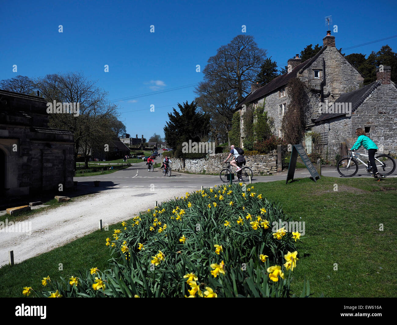 Quaint village of Tissington in the Peak District Derbyshire England ...