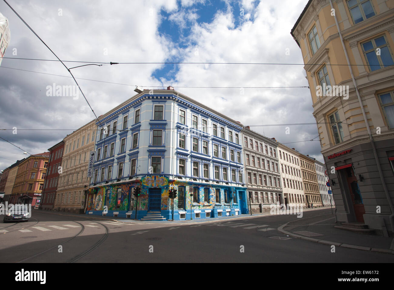 Colourful apartment houses on Schleppegrells Gate, Oslo, named in 1864 ...
