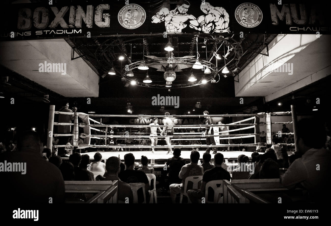 Muay Thai fight in Thailand boxing stadium Stock Photo - Alamy