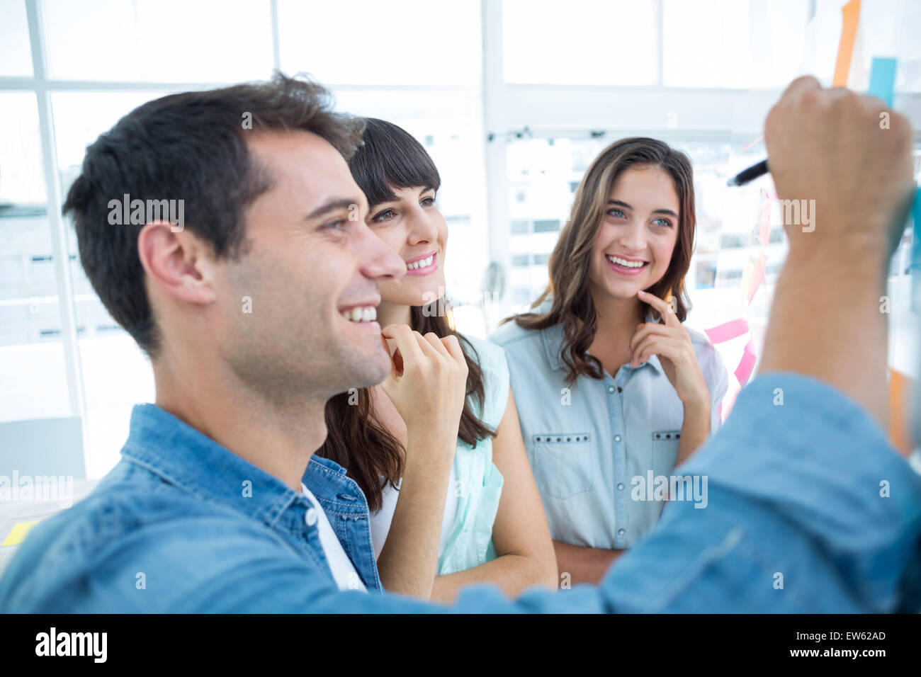 Young creative business people writing photo editor Stock Photo - Alamy