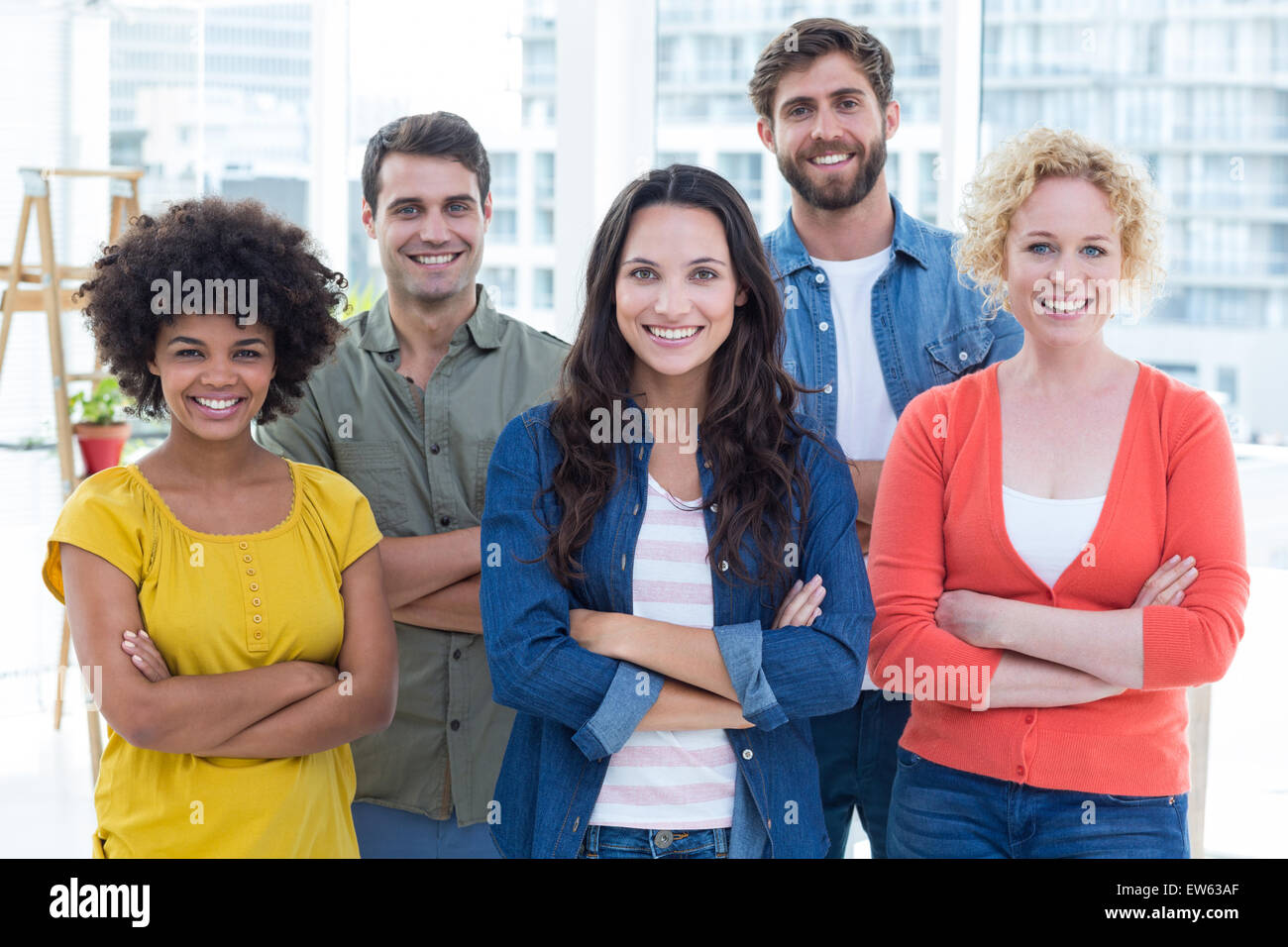 Group portrait of happy young colleagues Stock Photo - Alamy