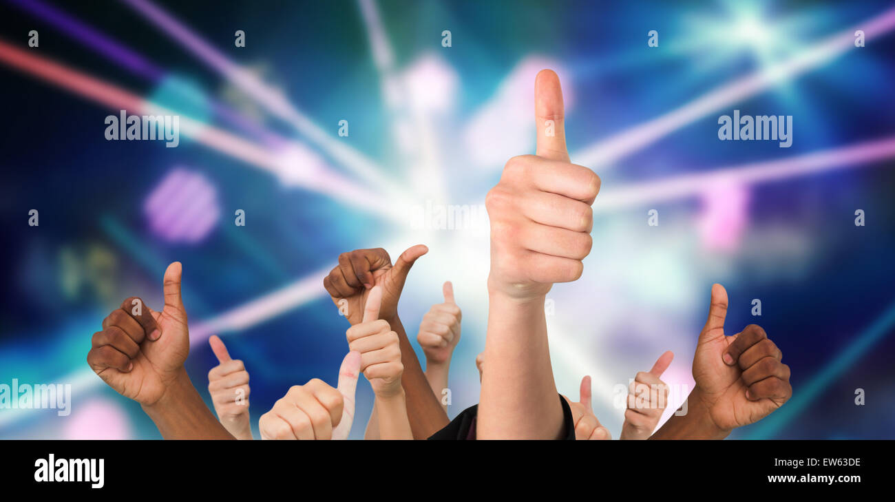 Composite image of hands showing thumbs up Stock Photo - Alamy