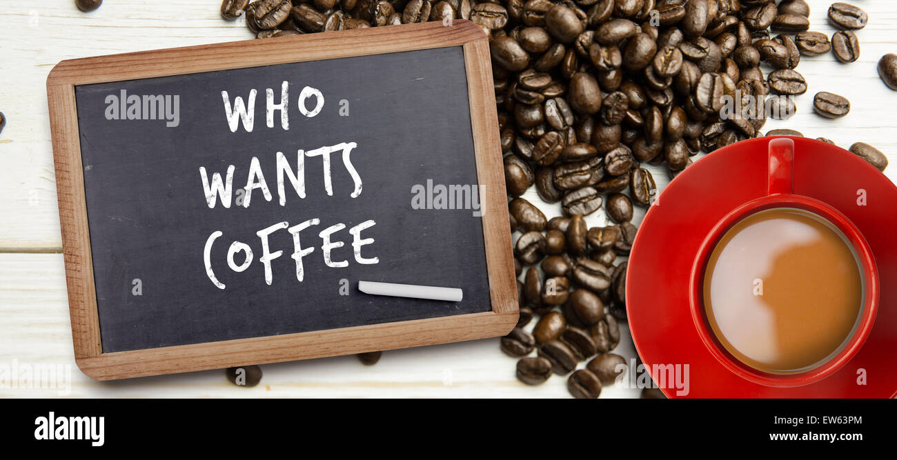 Composite image of red cup of coffee Stock Photo - Alamy