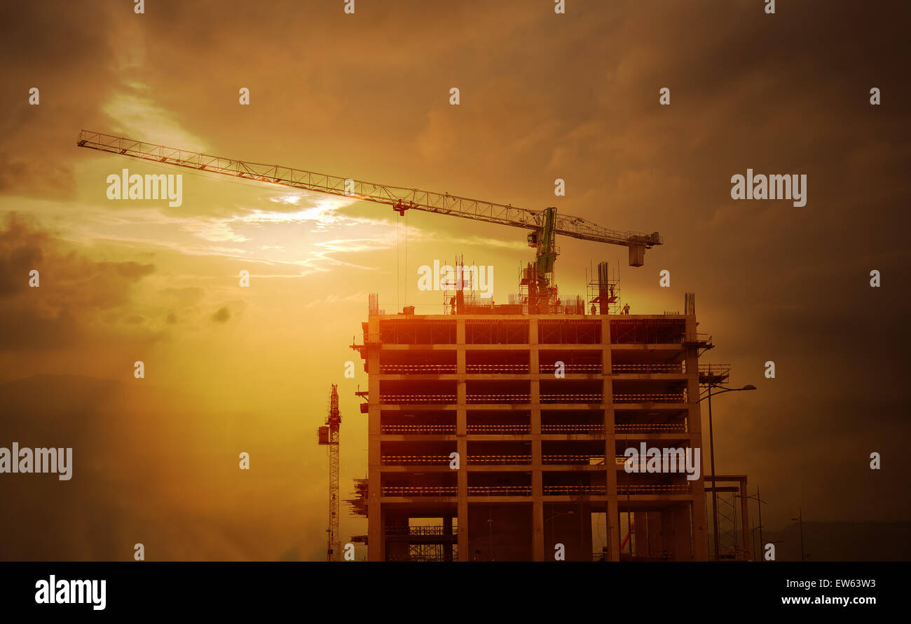 Construction site at sunset Stock Photo - Alamy