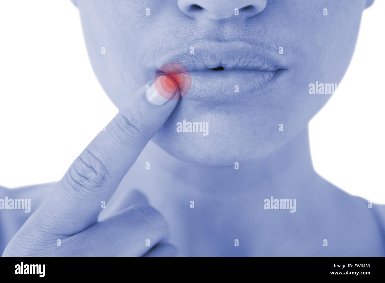 Woman pointing to mouth hi-res stock photography and images - Alamy