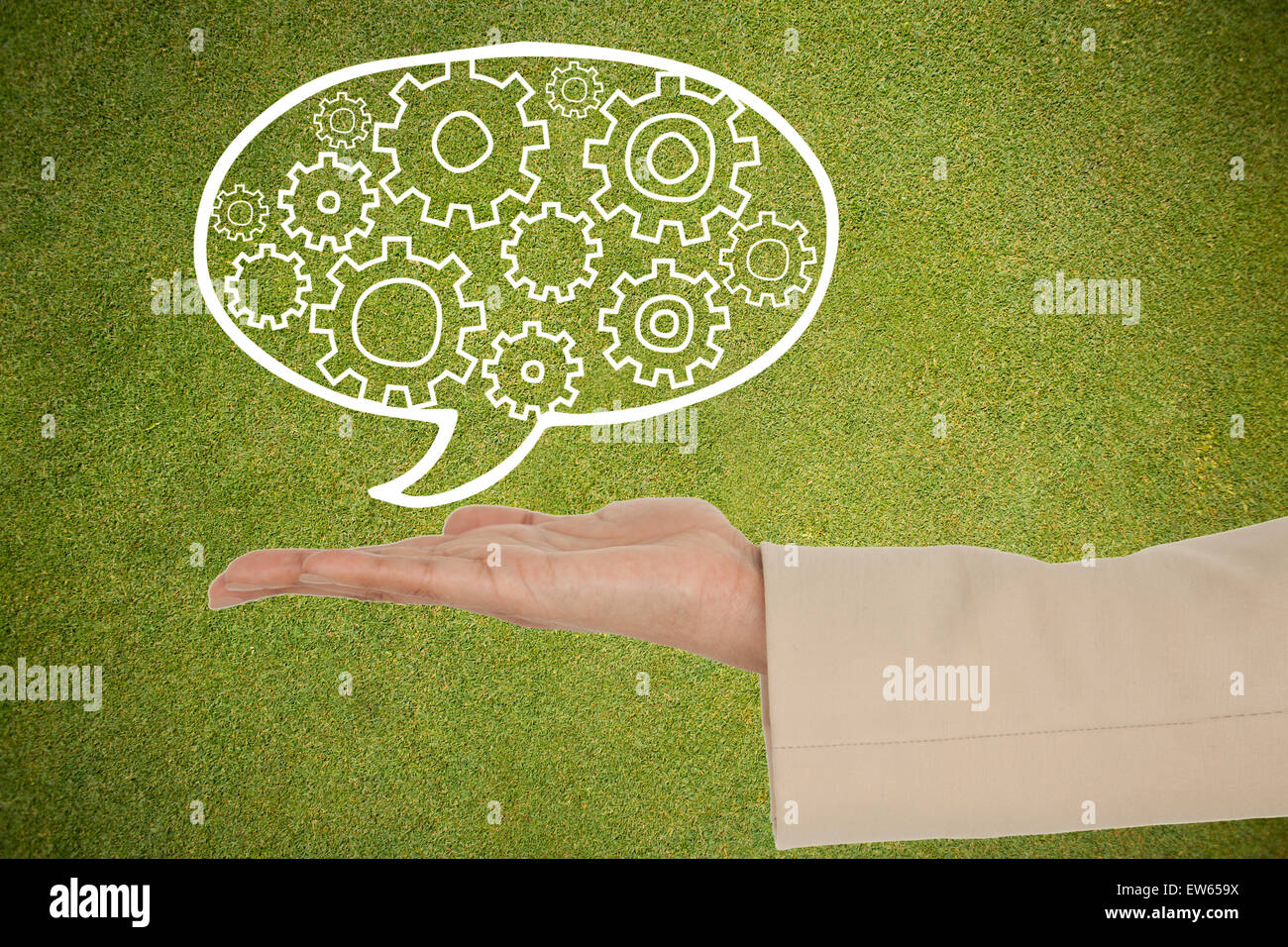 Composite image of female hand presenting Stock Photo - Alamy