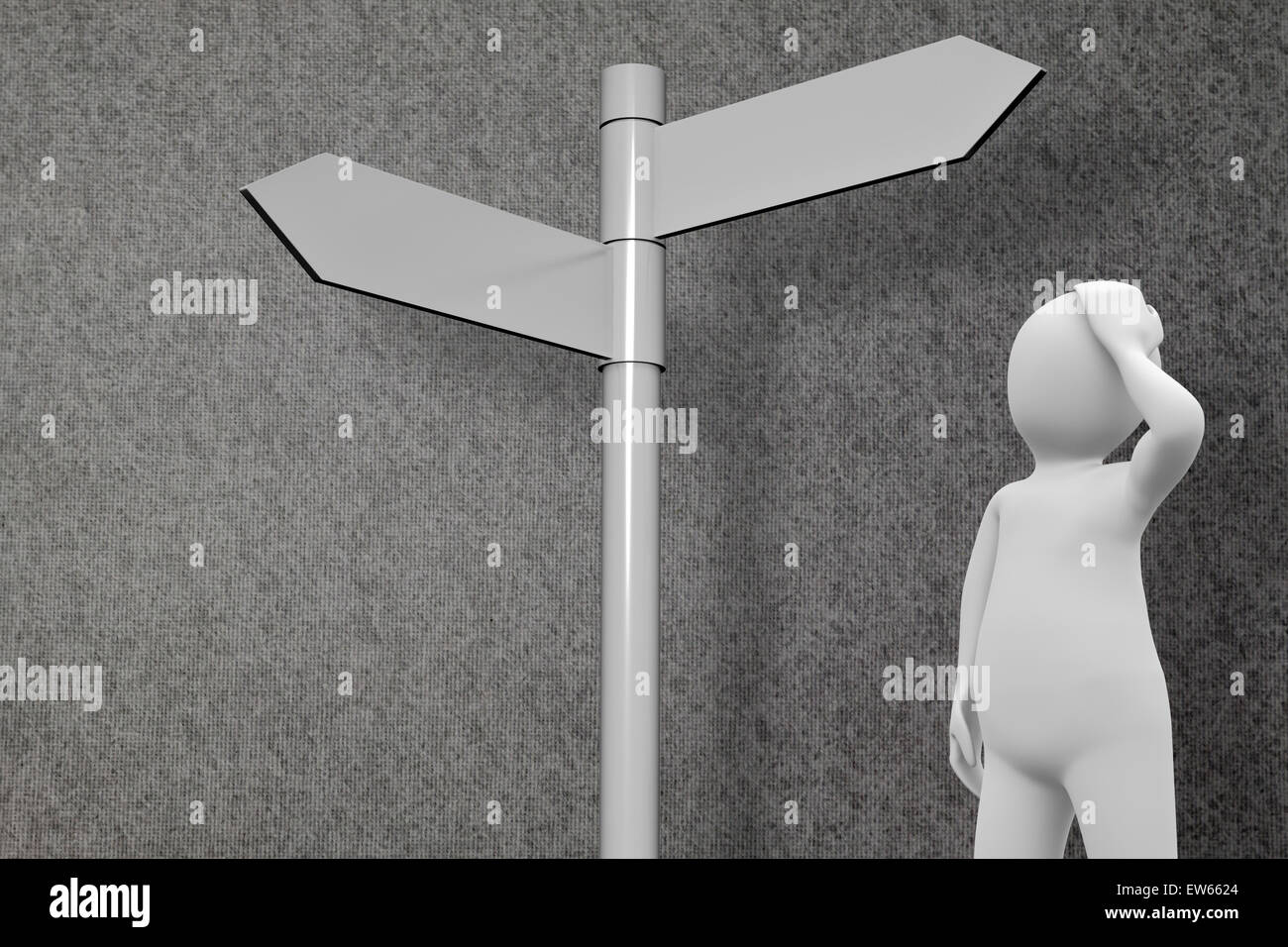 Composite image of white character choosing direction Stock Photo - Alamy