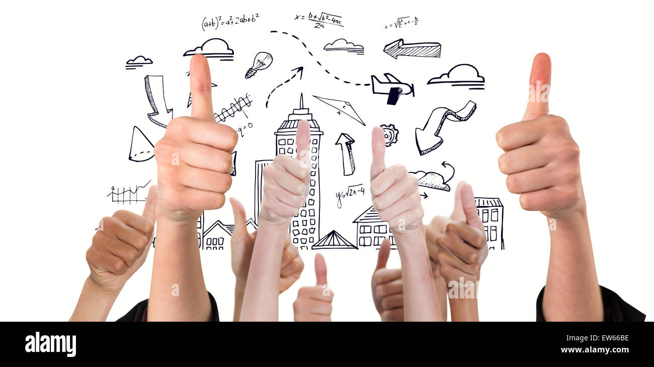 Composite image of hands showing thumbs up Stock Photo - Alamy