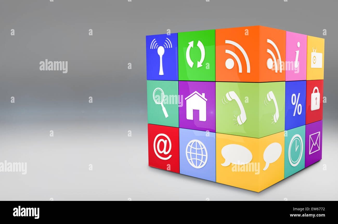Composite image of app cube Stock Photo - Alamy