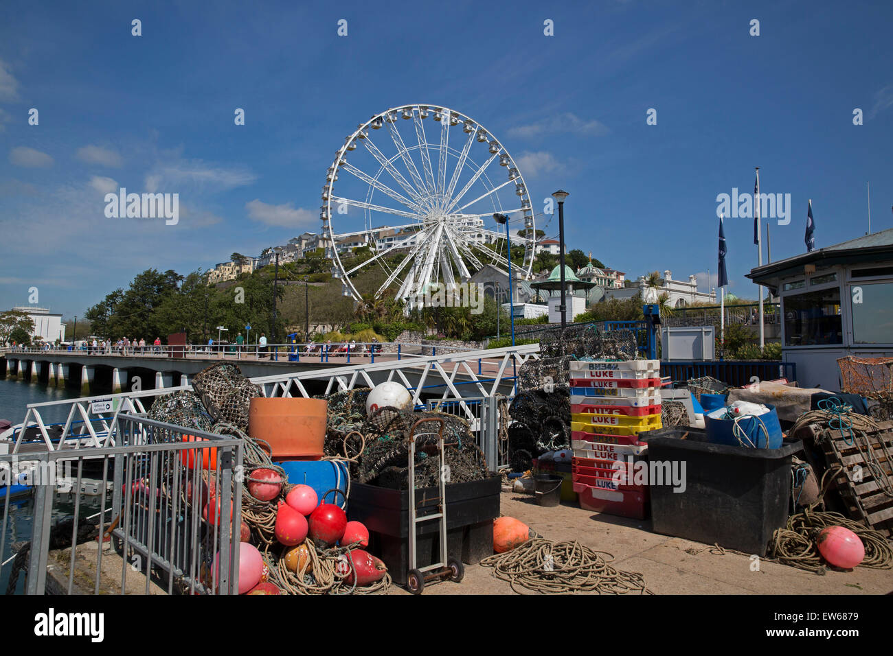 Torquay, UK. 18th June, 2015. Blue skies over the big wheel in Torquay ...