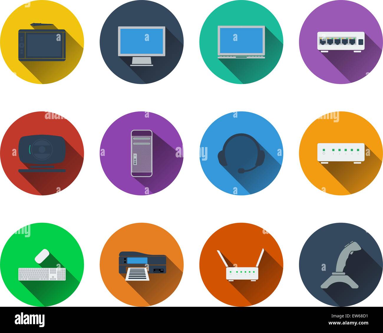 Set of computer icons in flat design. EPS 10 vector illustration with ...