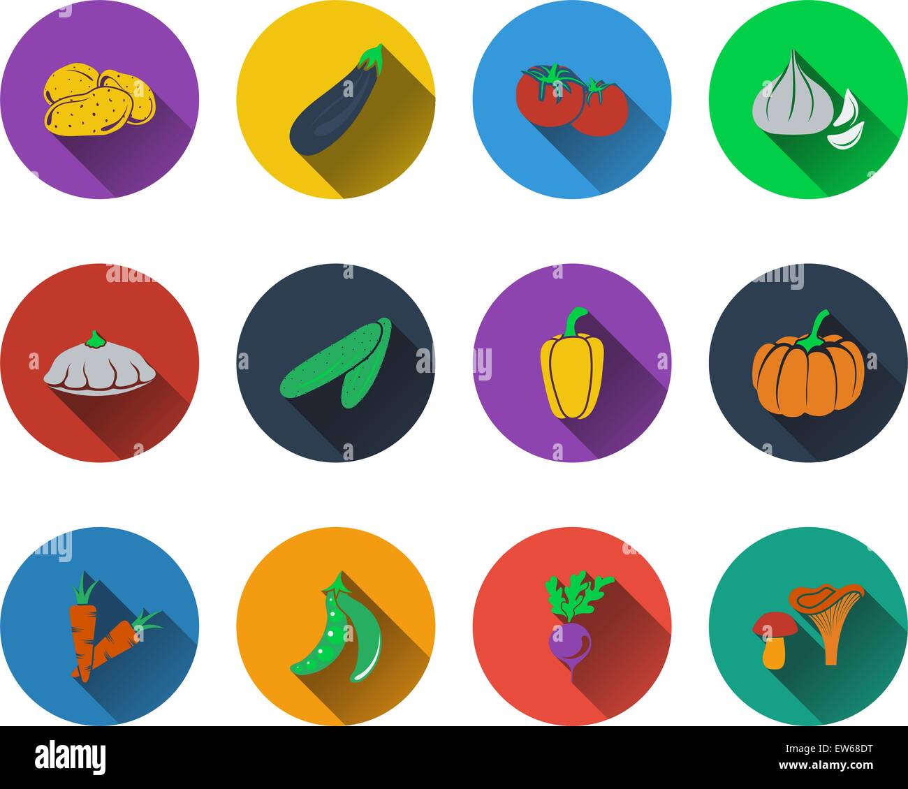 Set of vegetables icons in flat design. EPS 10 vector illustration with ...