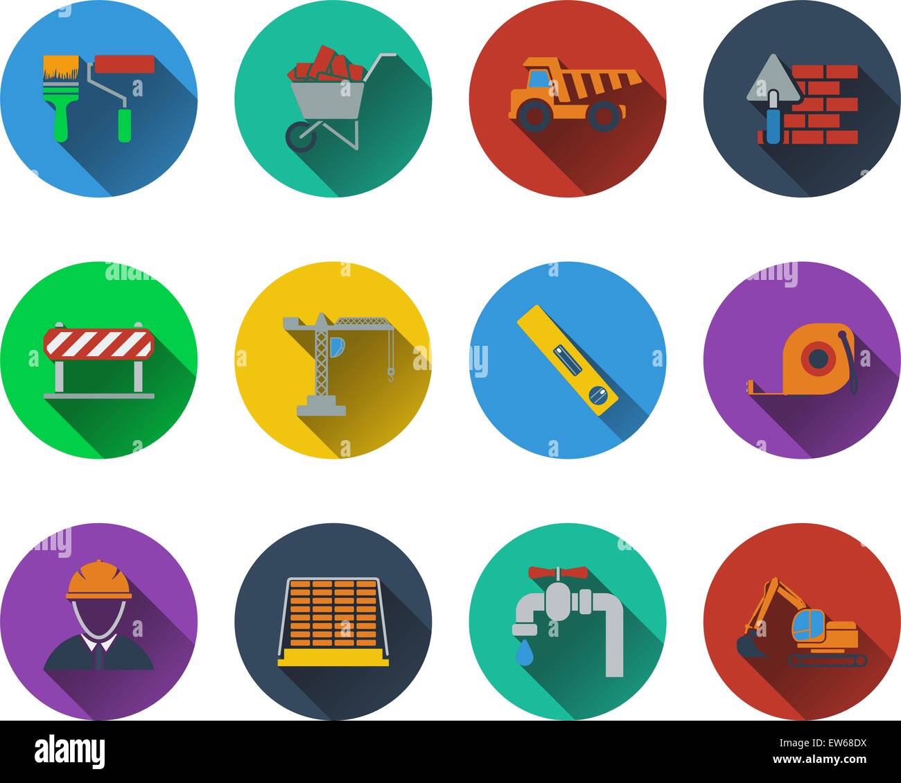 Set of construction icons in flat design. EPS 10 vector illustration ...