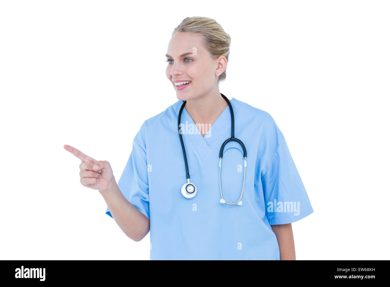 Doctor standing with finger up Stock Photo - Alamy