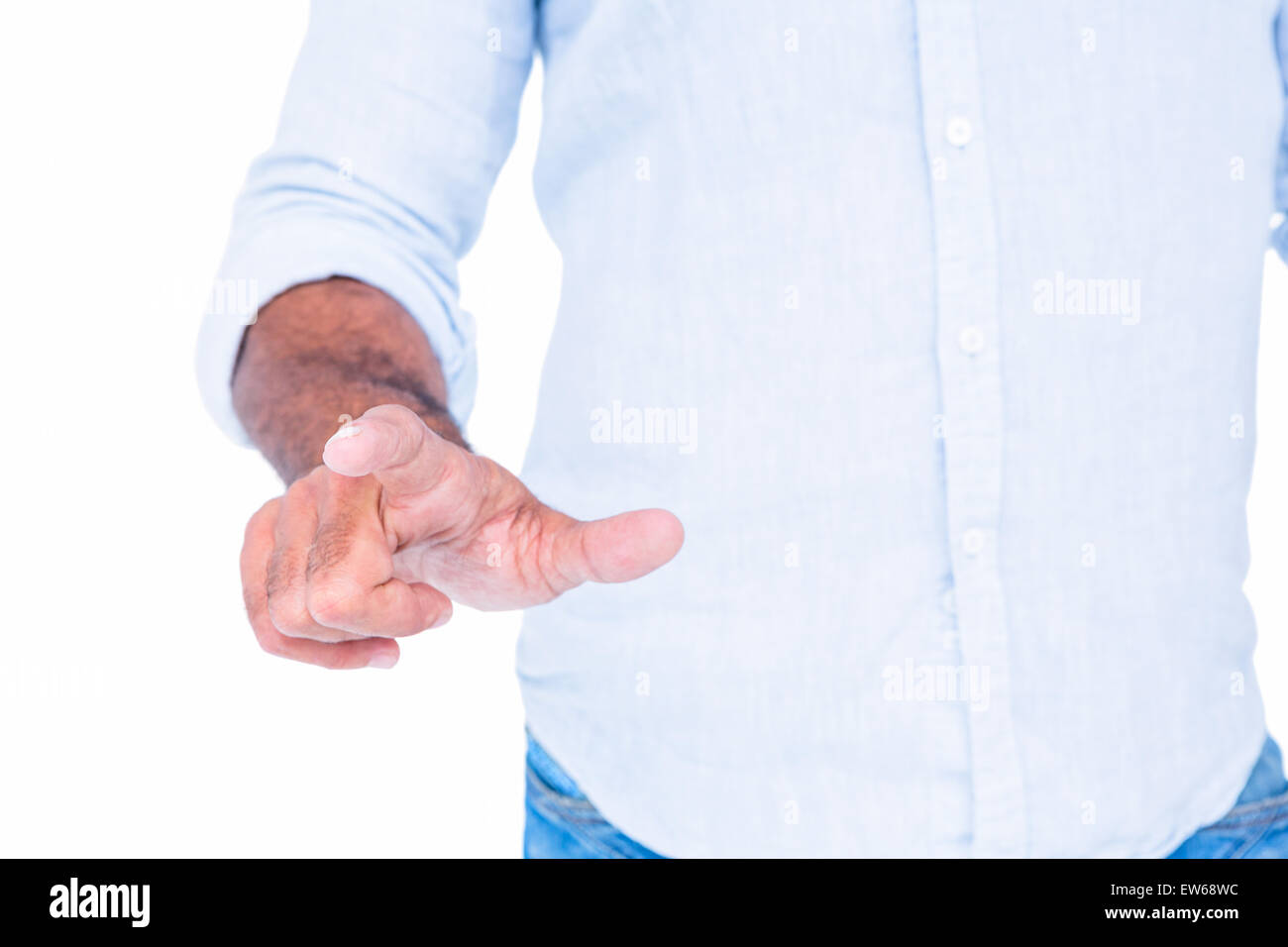 Man pointing something with his finger Stock Photo - Alamy