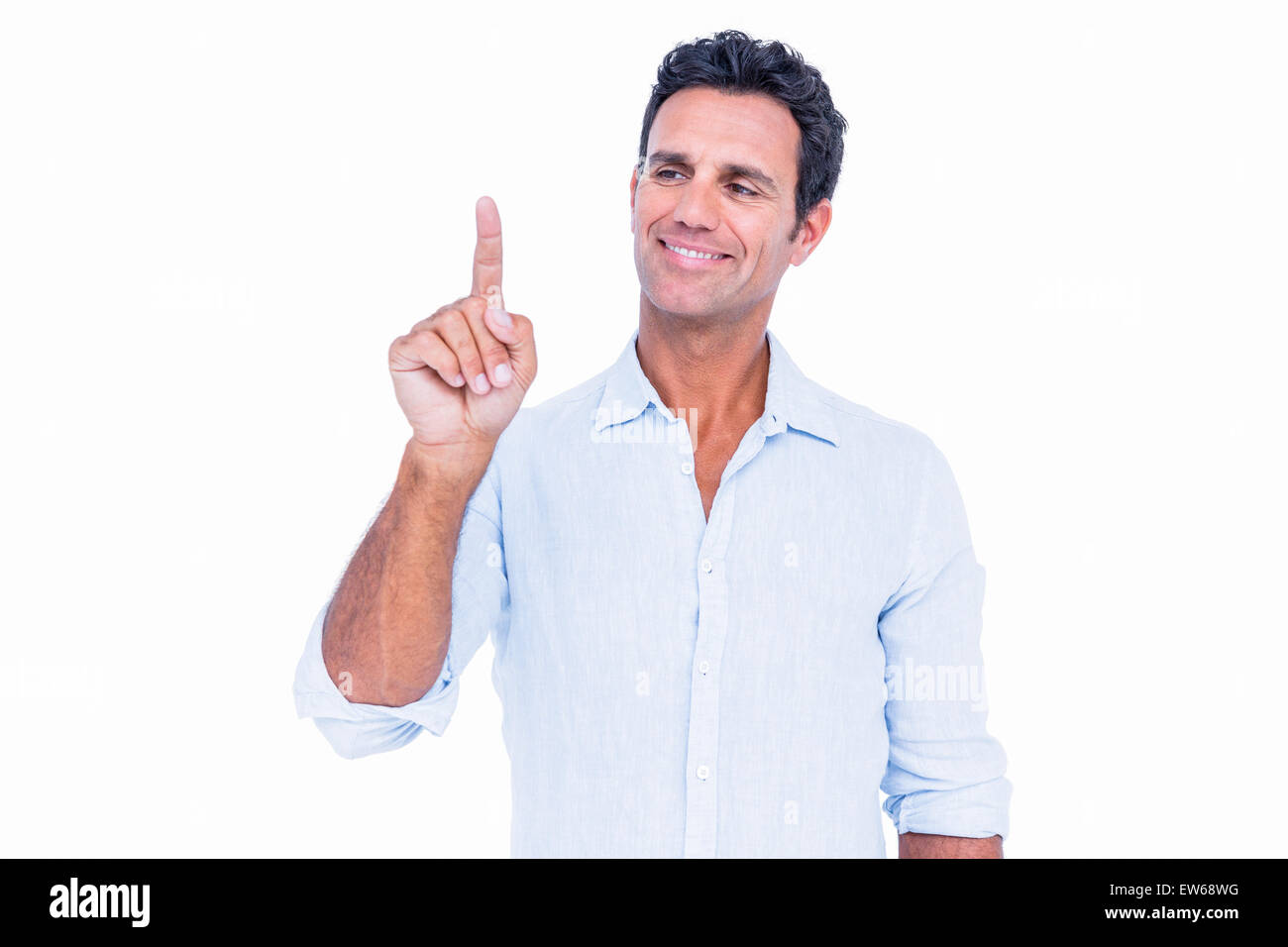 Handsome man showing his finger Stock Photo - Alamy