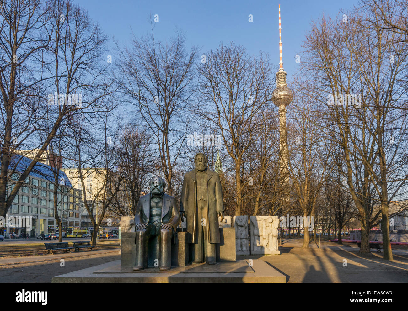 Statues of Karl Marx and Friedrich Engels, Alex TV Tower, Berlin Center ...