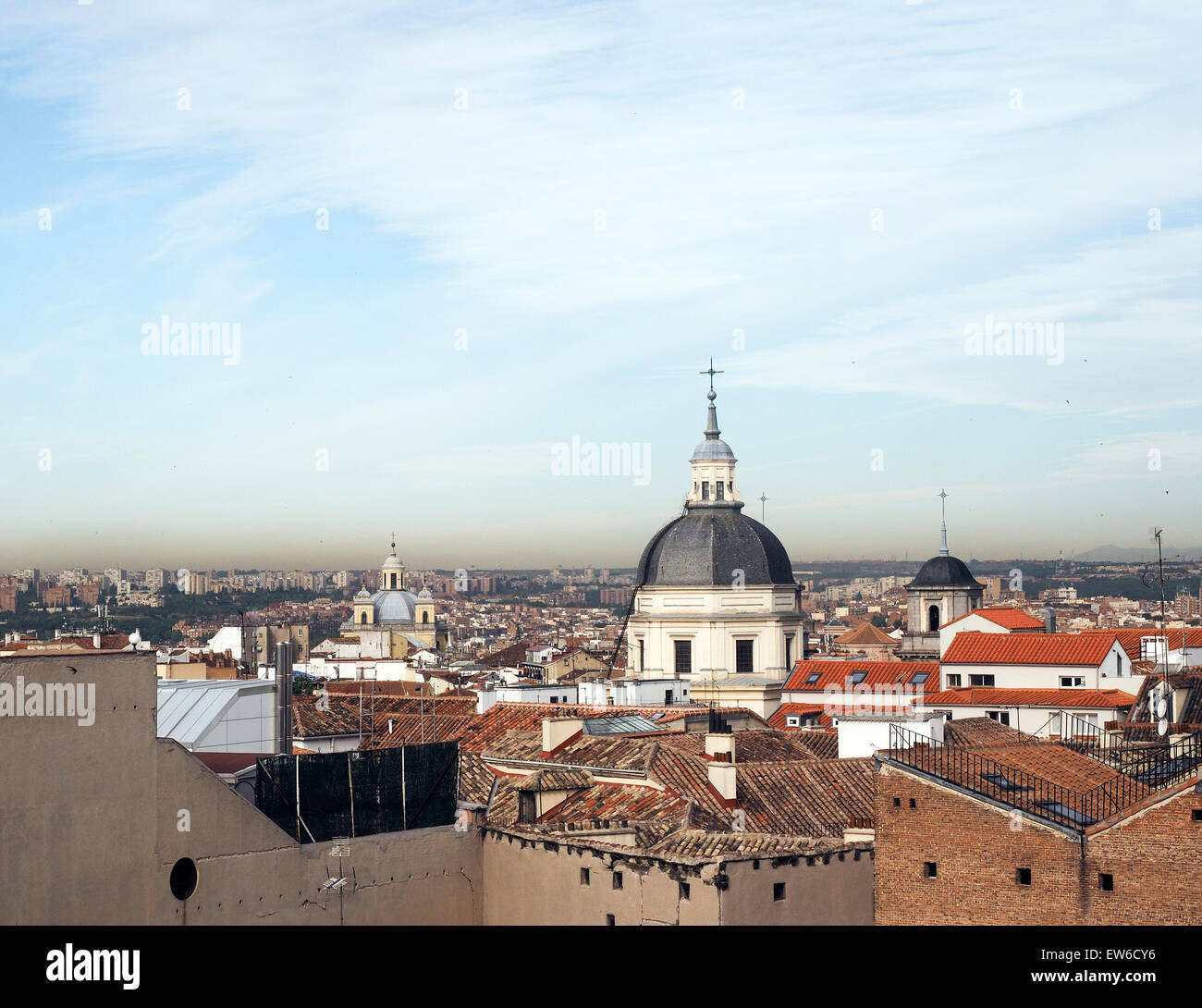 rooftop view of historic and modern metropolitan Madrid Spain Europe ...