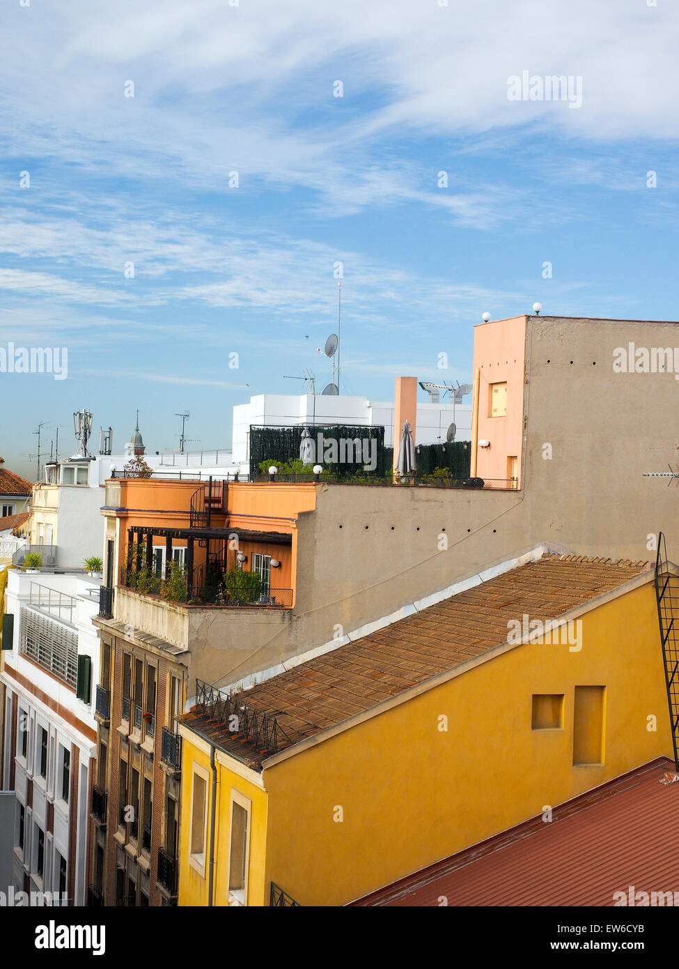 rooftop view of historic and modern metropolitan Madrid Spain Europe ...