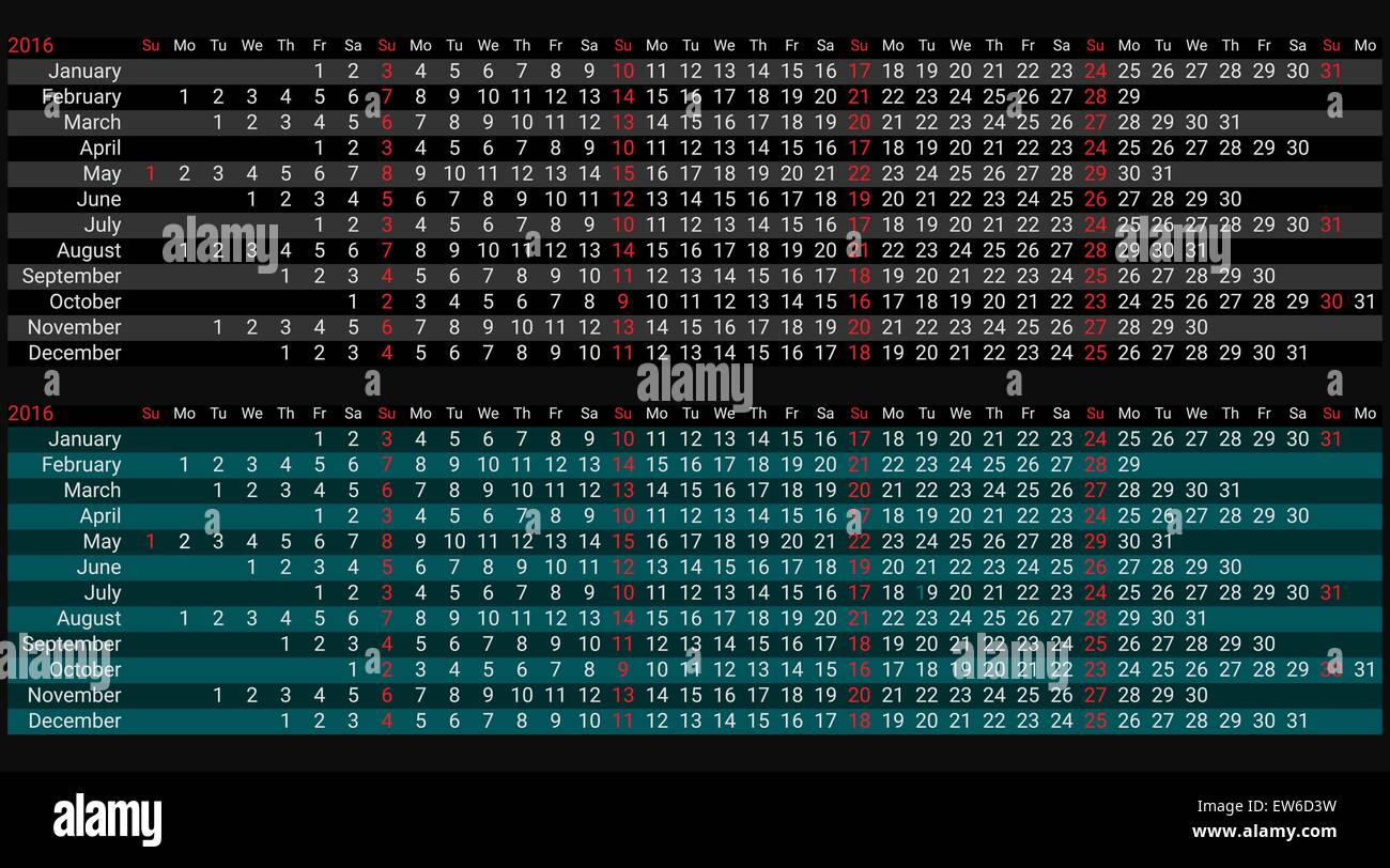 Creative Line Calendar 2016 Stock Vector Image & Art - Alamy