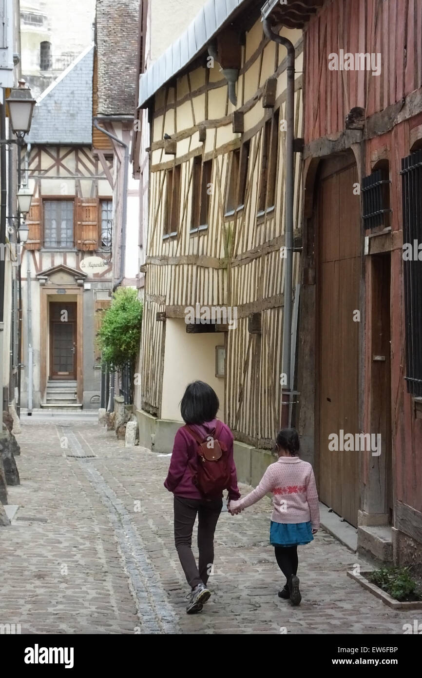 Exploring the medieval streets of Troyes France Stock Photo - Alamy