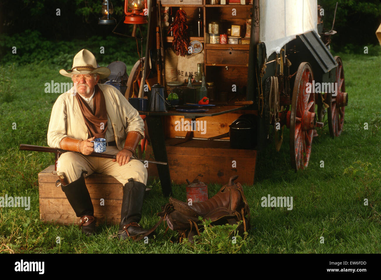 Living history reenactment of a wild west cowboy from the 1800's Stock ...
