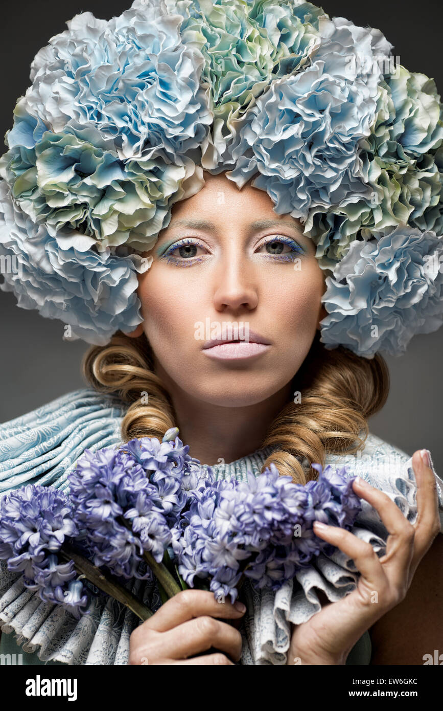 beautiful woman with flowers Stock Photo - Alamy